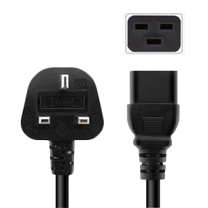 2m C19 to UK Plug Power Cable - UPS Centre